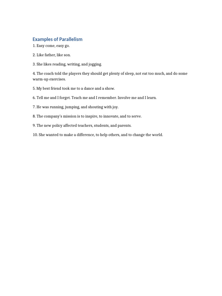 Examples of Parallelism | PDF