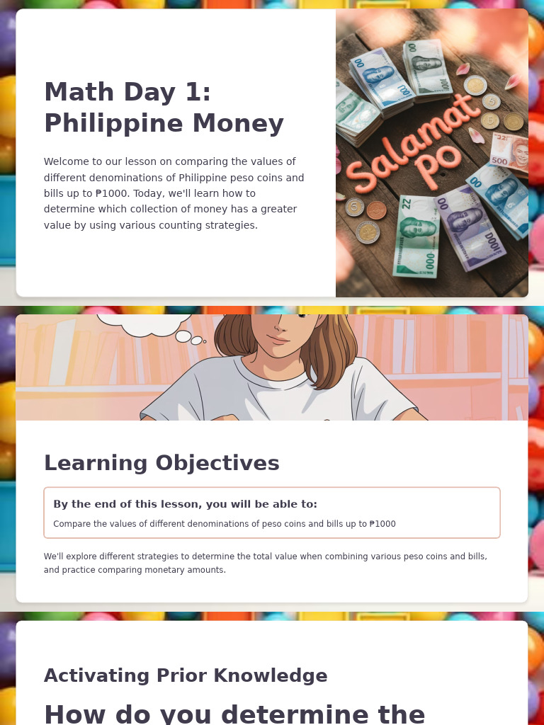Math Day 1 Philippine Money | PDF | International Finance | Money