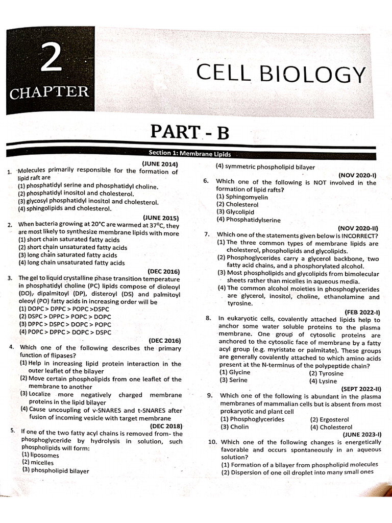Cell Biology Pyq | PDF