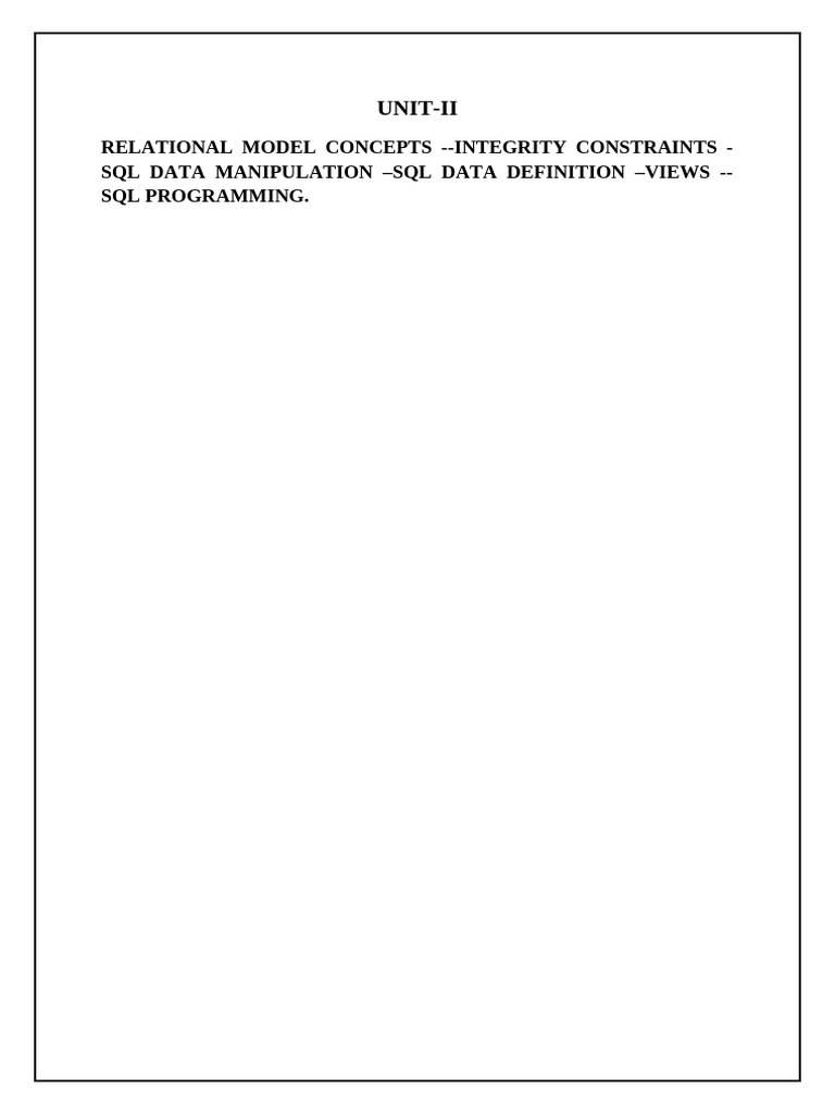 Relational Model Concepts Unit-II | PDF