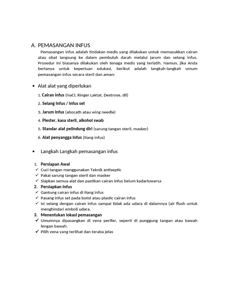 Pemasangan Infus | PDF