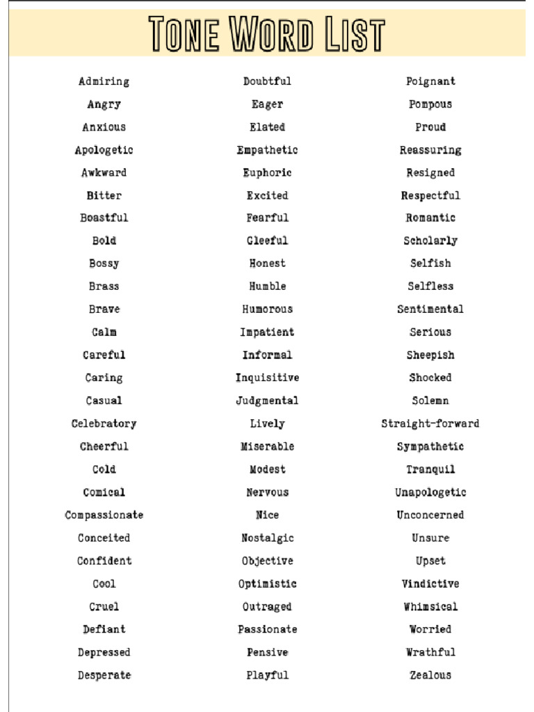 Tone Word List | PDF