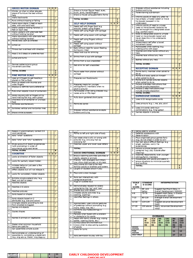 Eccd Checklist | PDF | Toys