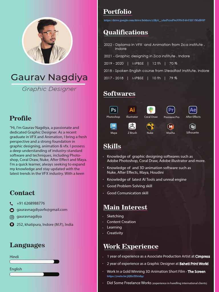 Gaurav Nagdiya Graphic Designer Resume | PDF | Graphic Design | Adobe Illustrator