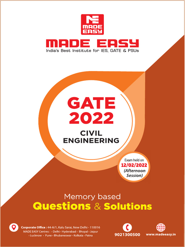 GATE 2022 Civil Engineering Solutions | PDF