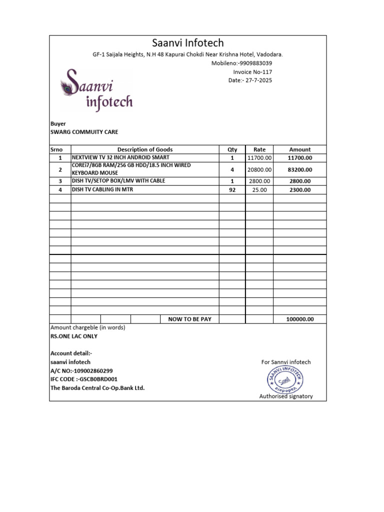 Swarg Community Care Inv 117 | PDF