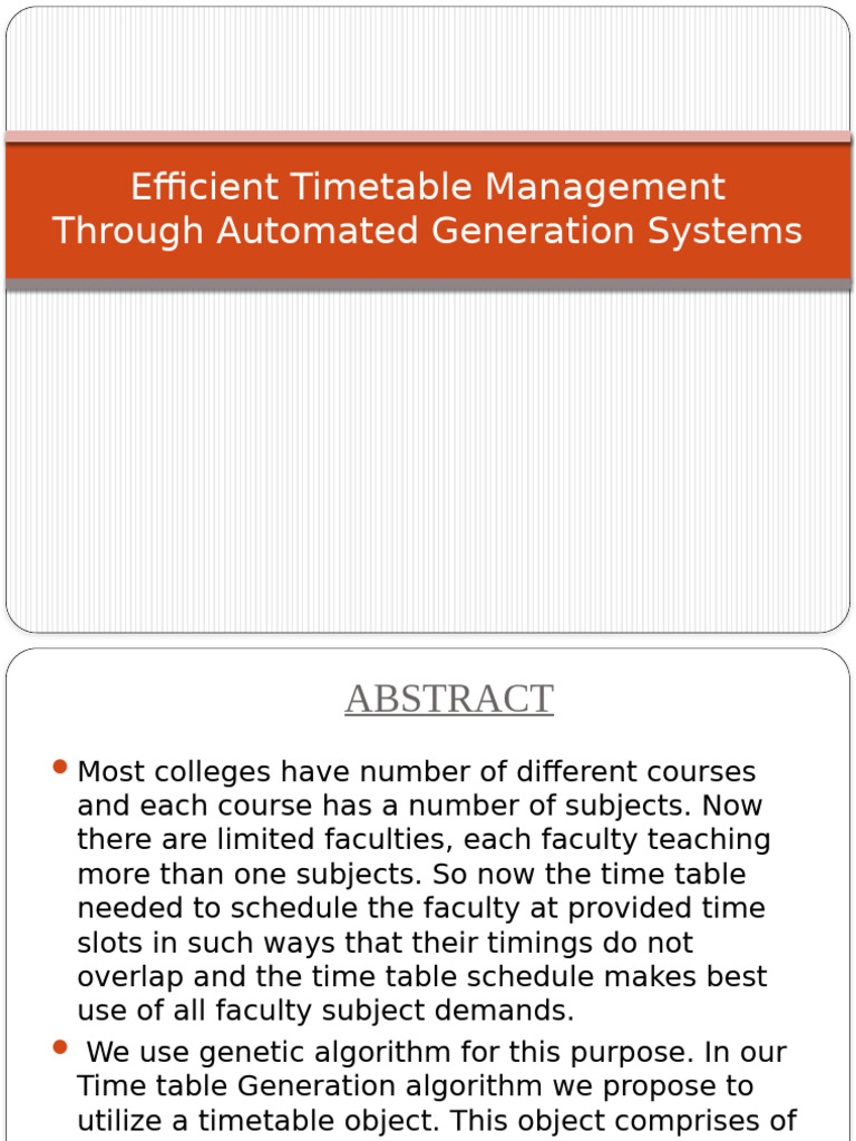 Time Table Management Through Automated Generation System | PDF | Login ...