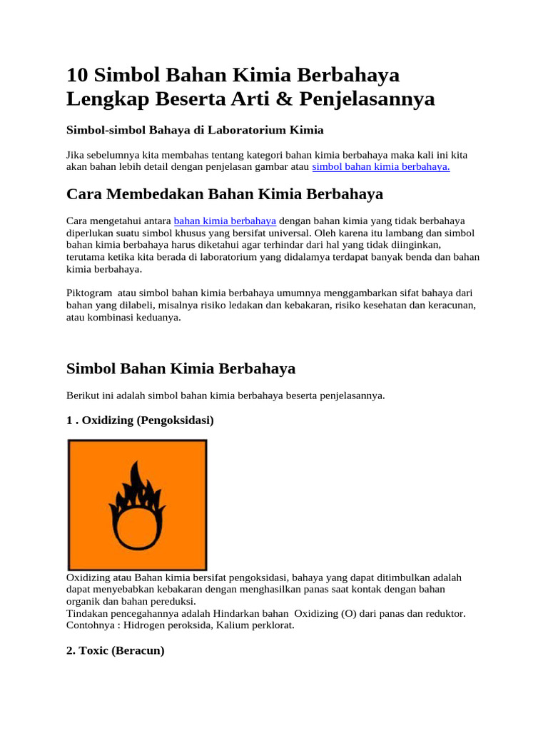 10 Simbol Bahan Kimia Berbahaya dan Arti | PDF