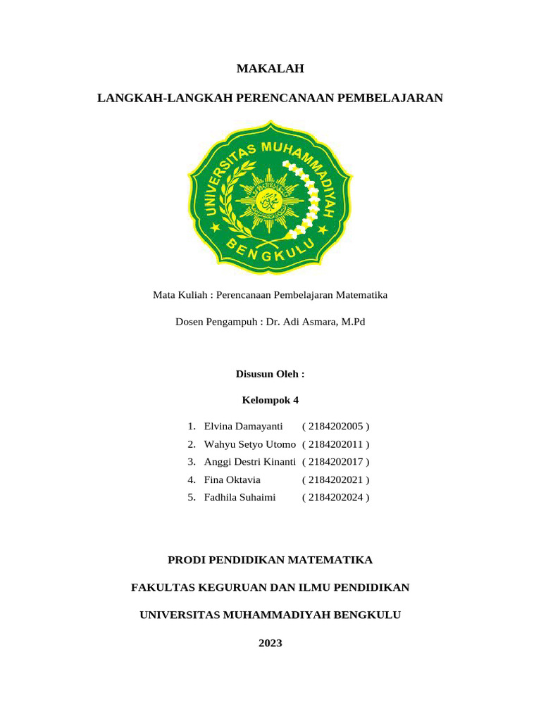 Revisi Makalah Langkah-Langkah Perencanaan Pembelajaran | PDF
