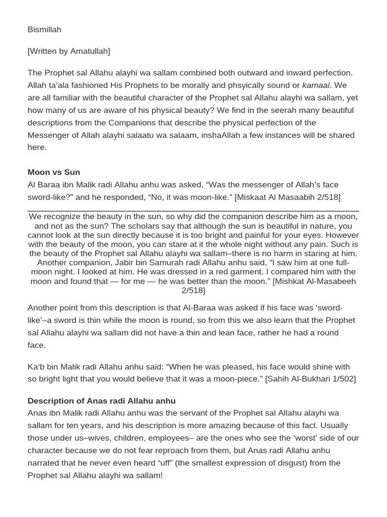 Description of Umm Ma'Bad | PDF | Muhammad | Prophets And Messengers In ...