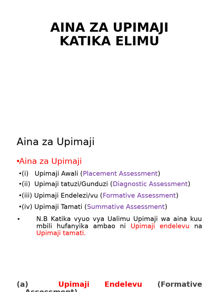 Aina Za Upimaji Katika Elimu | PDF
