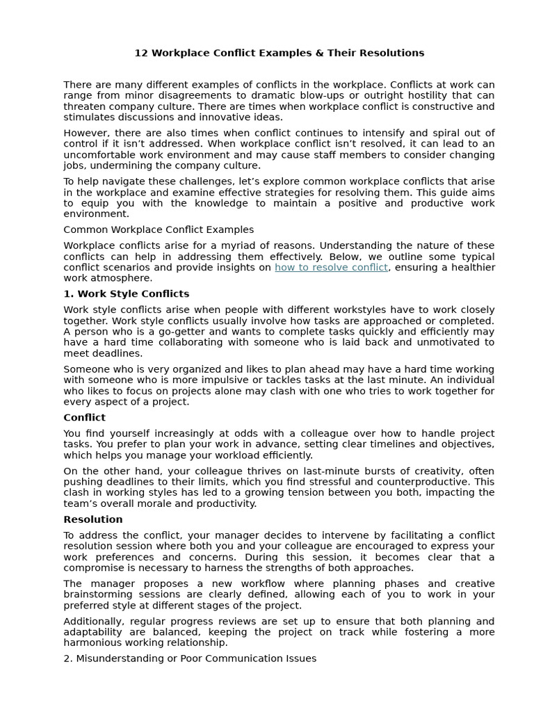Workplace Conflict Scenarios & Resolutions | PDF | Harassment | Sexual ...