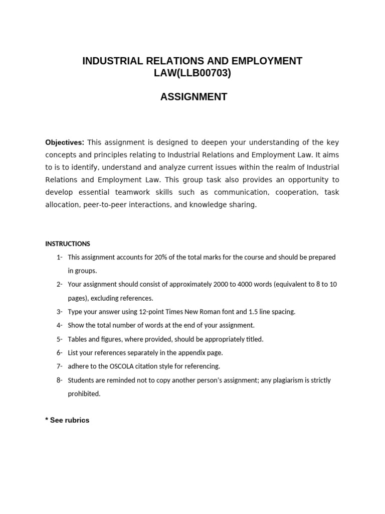 Assignment-Instruction Rubric | PDF | Citation | Peer Review
