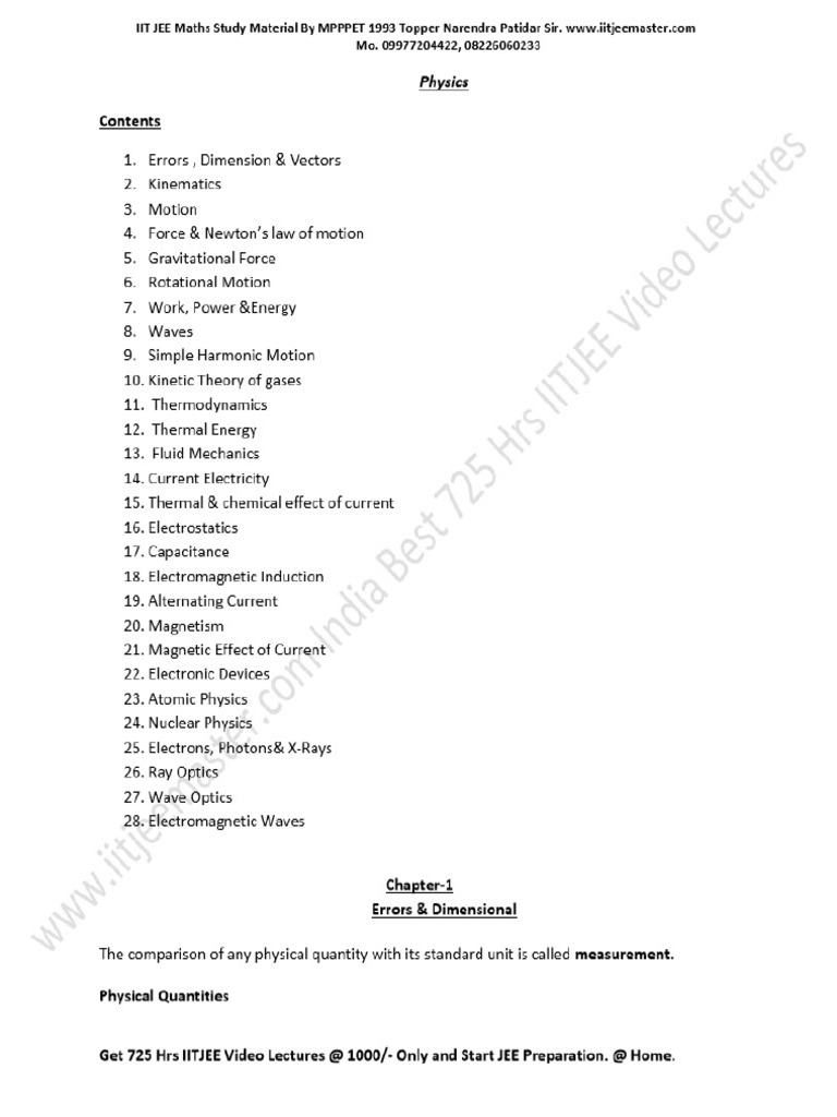 IIT JEE Master Physics Study Material | PDF