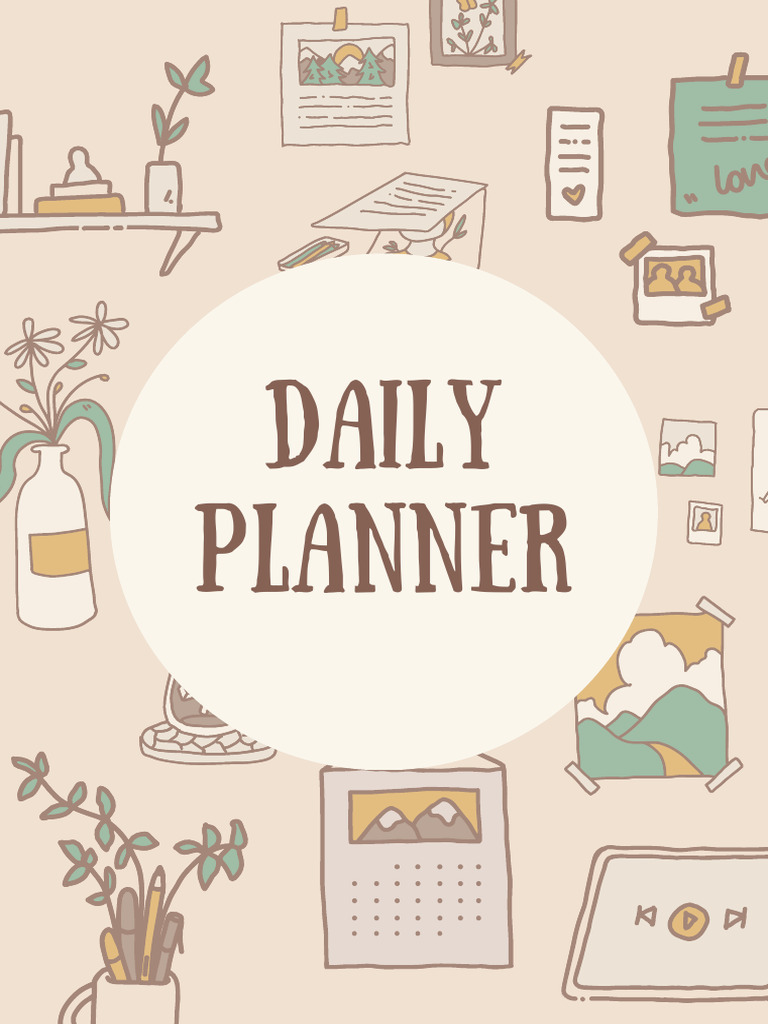Green and Brown Illustrative Daily Planner PDF | PDF