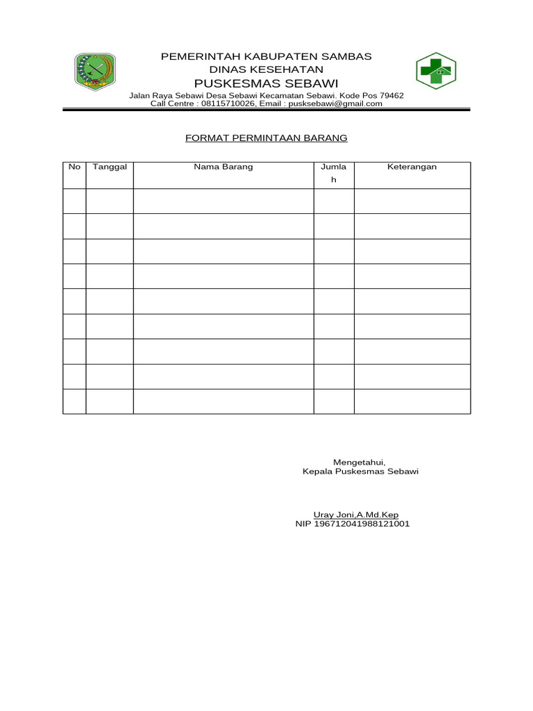 Format Permintaan Barang | PDF