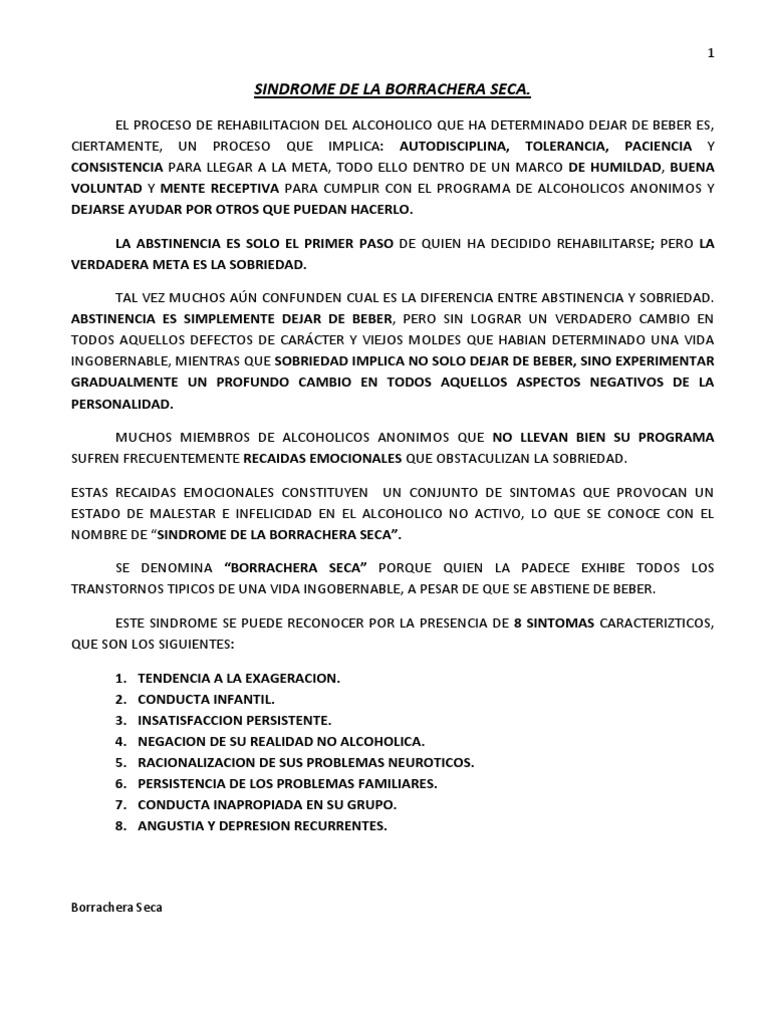 Síndrome de la Borrachera Seca | PDF | Relaciones personales, crianza y ...