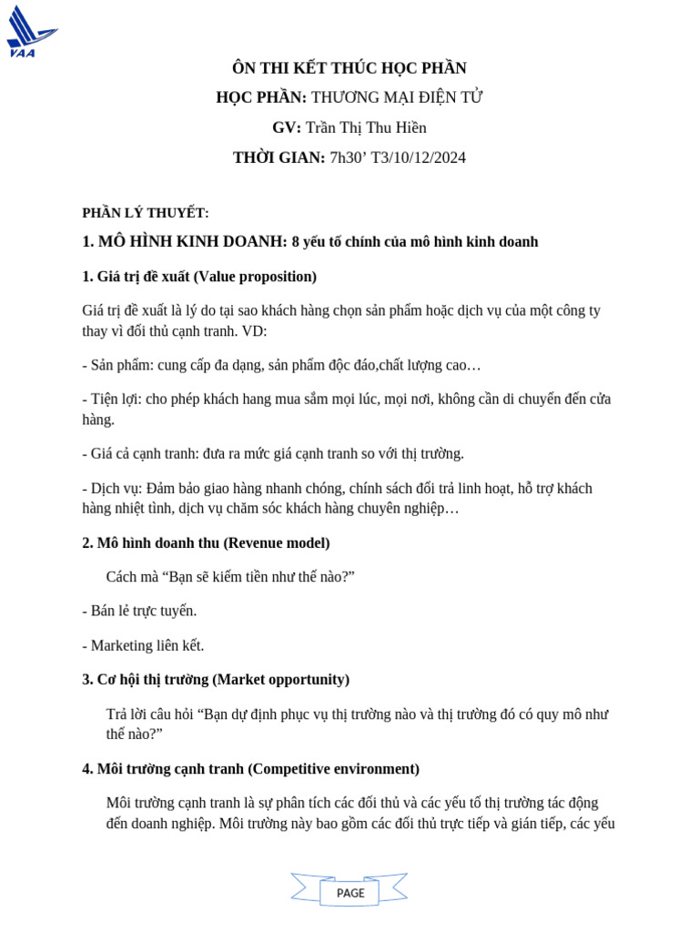 Ôn Thi KTHP TMĐT | PDF