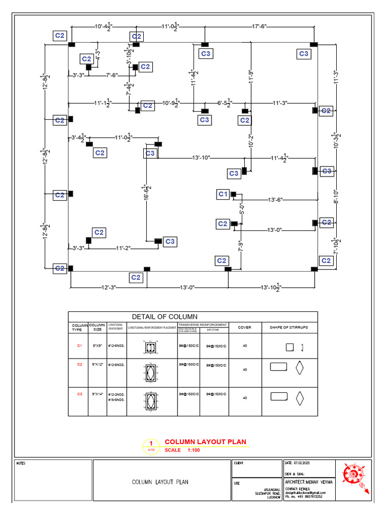 Column Layout Plan with Dimensions | PDF