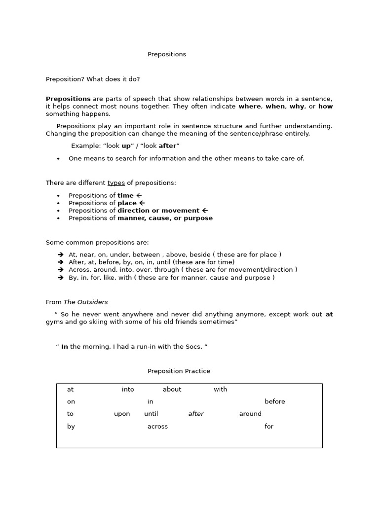 Prepositions Worksheet v2 | PDF | Linguistic Typology | Languages