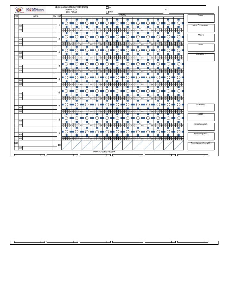 Borang Score Sheet - Batting Order | PDF