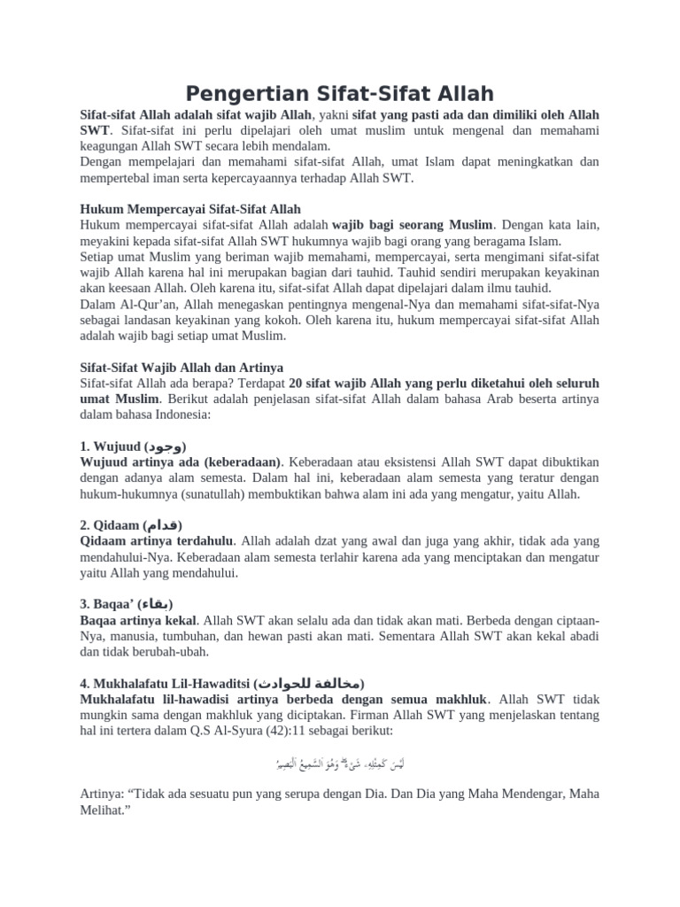 Memahami Sifat-Sifat Allah SWT | PDF