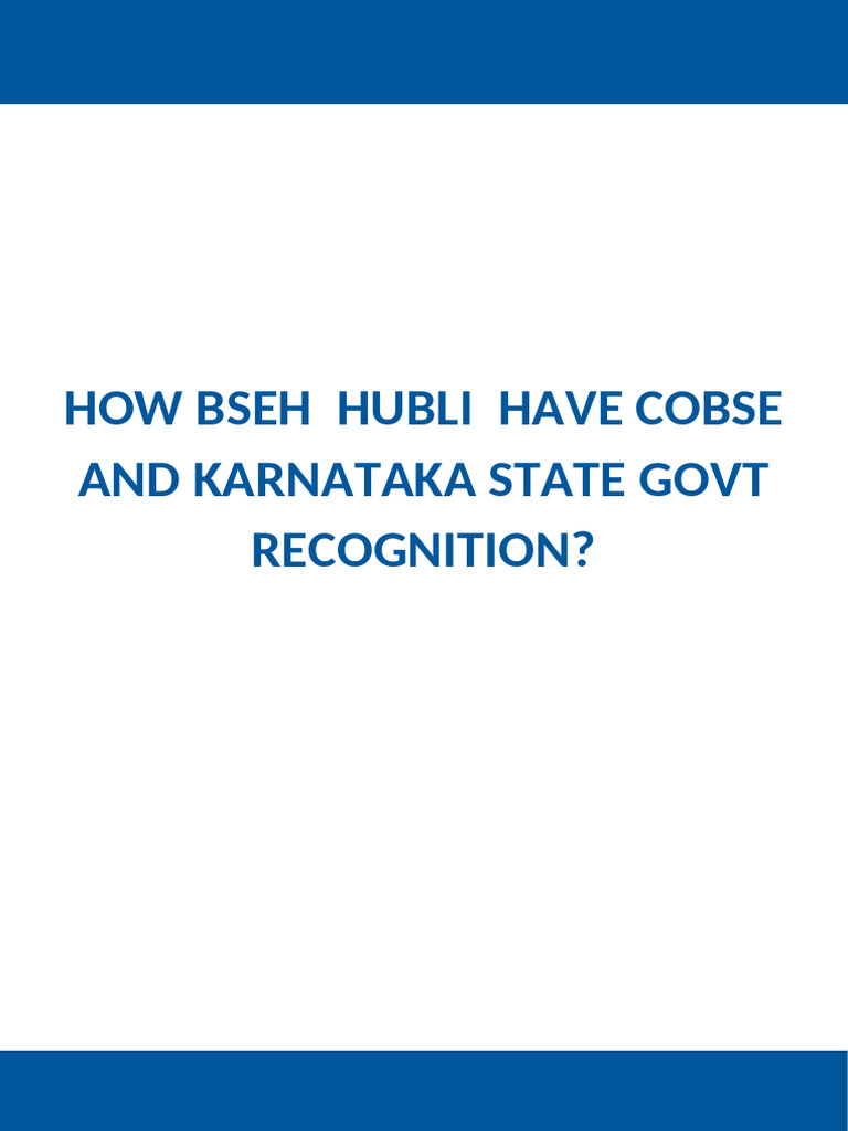 BSEH Hubli: COBSE Recognition Status | PDF