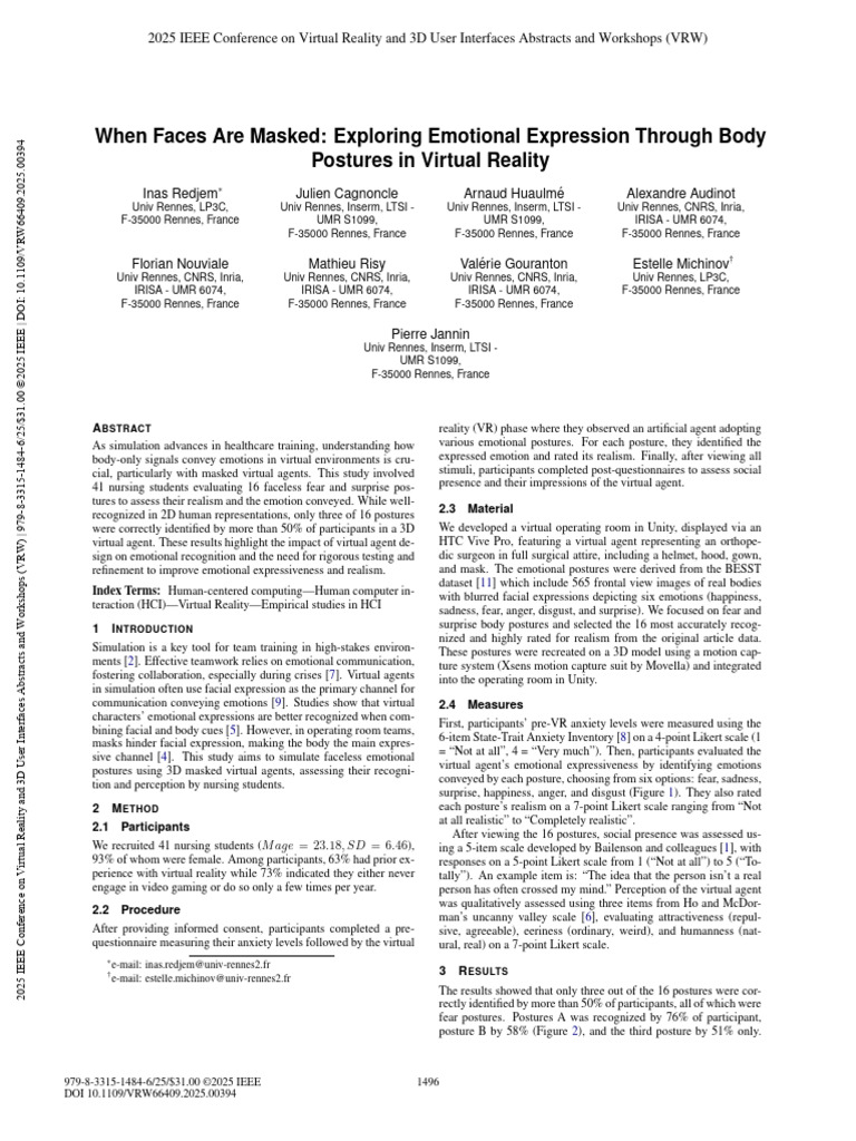 When Faces Are Masked Exploring Emotional Expression Through Body ...