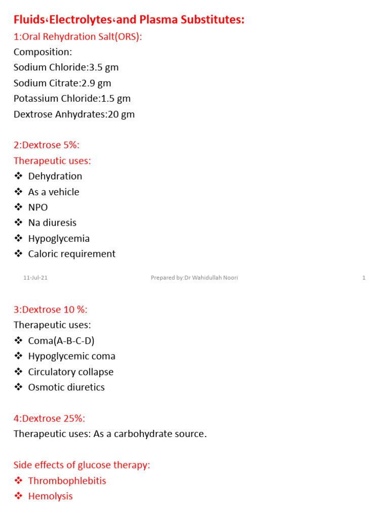 Fluids and Electrolytes Therapy Guide | PDF