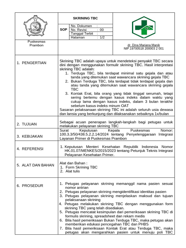 Sop Skrining TBC | PDF