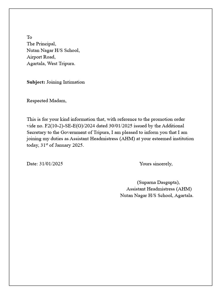 Joining Intimation | PDF