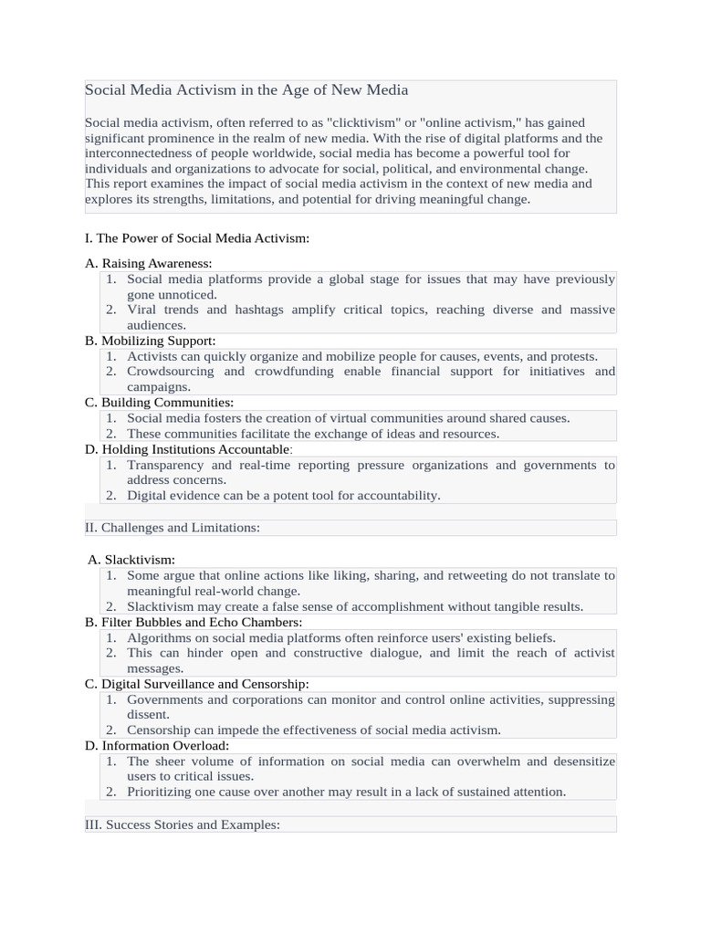 Social Media Activism | PDF | Social Media | Popular Culture & Media ...