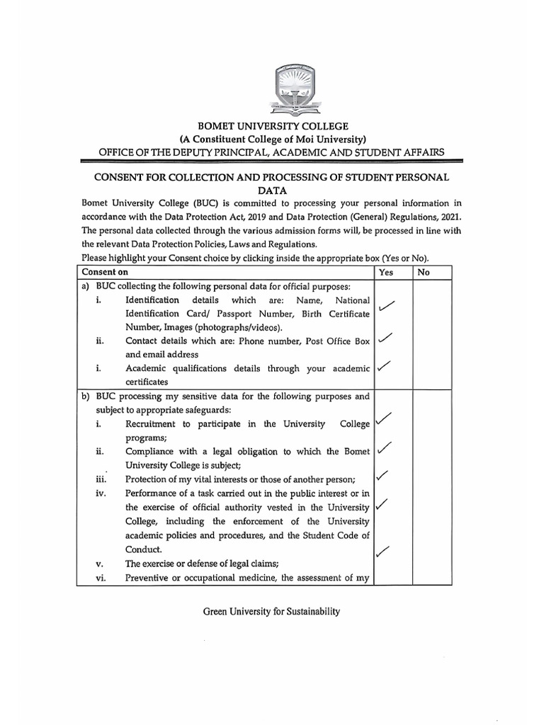 Data Consent Form Bucj 7 | PDF