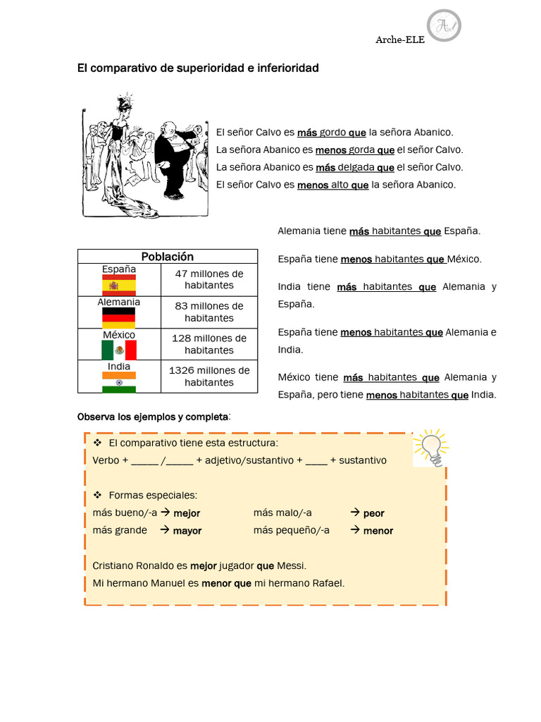 Comparativos de Superioridad e Inferioridad | PDF
