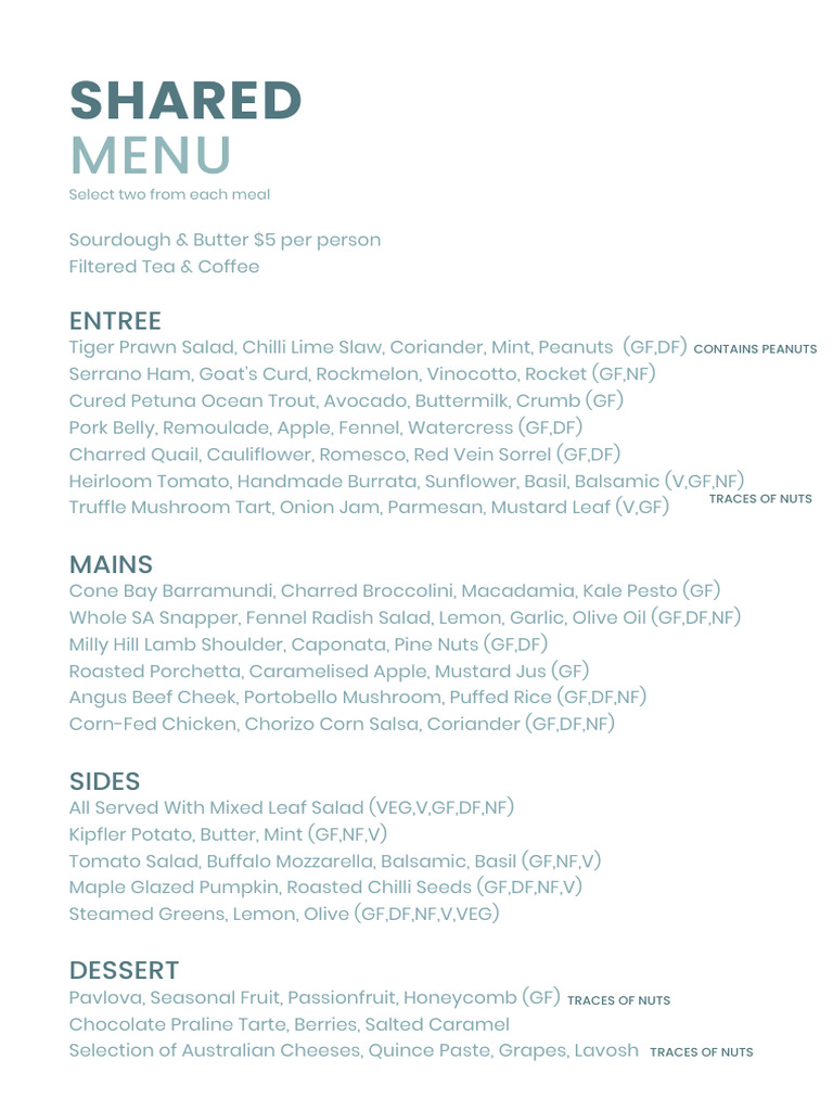 Gourmet Menu: Entrees, Mains & Desserts | PDF