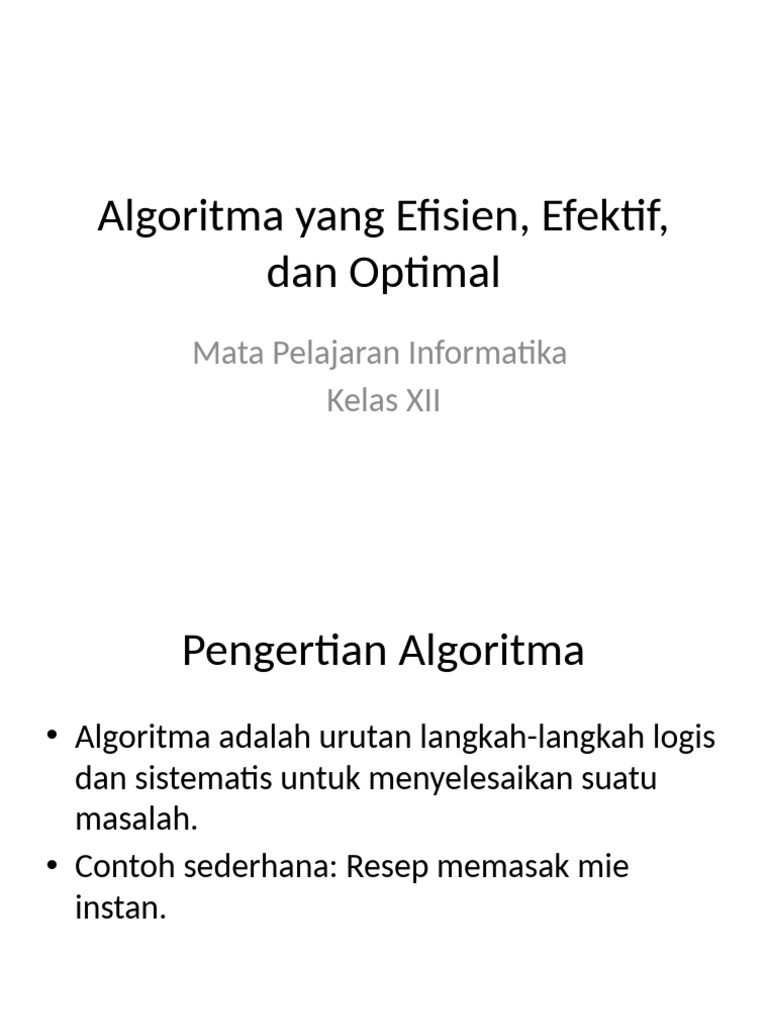 Algoritma Efisien Efektif Optimal SMA | PDF