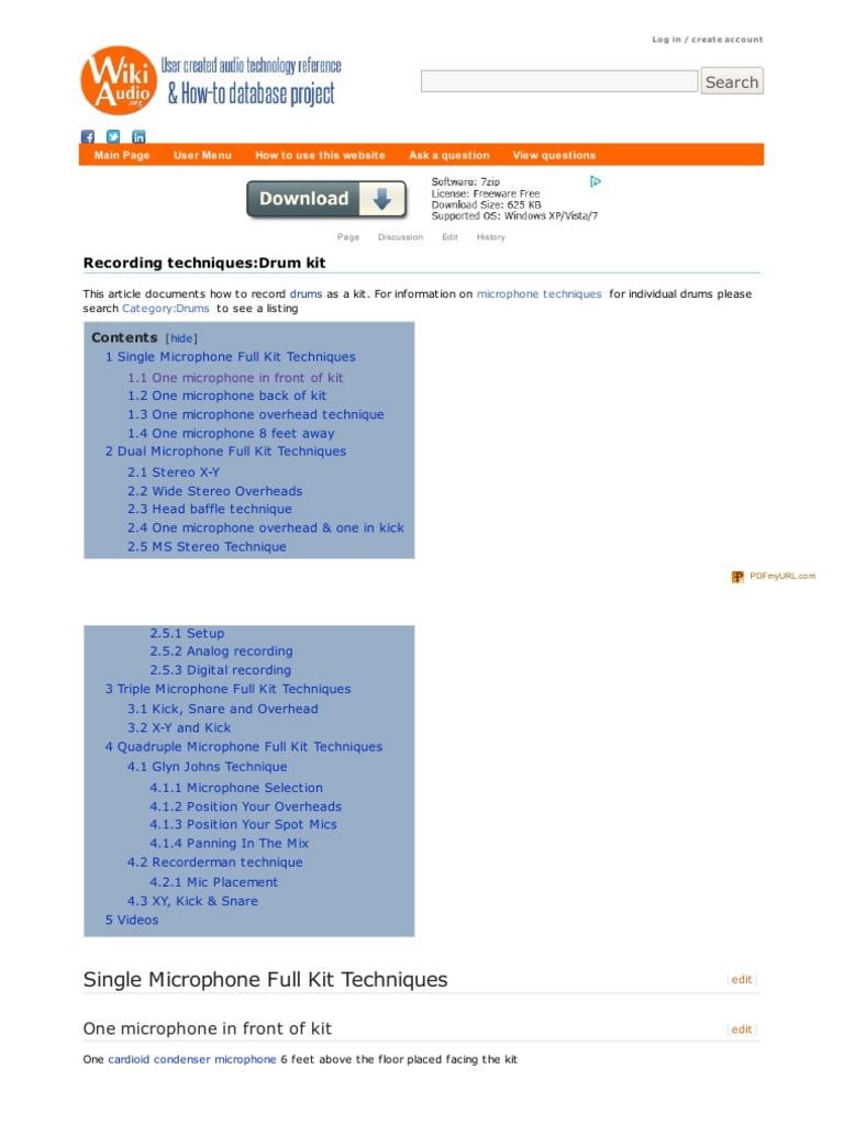 Recording Techniques-Drum Kit | PDF | Microphone | Drum Kit