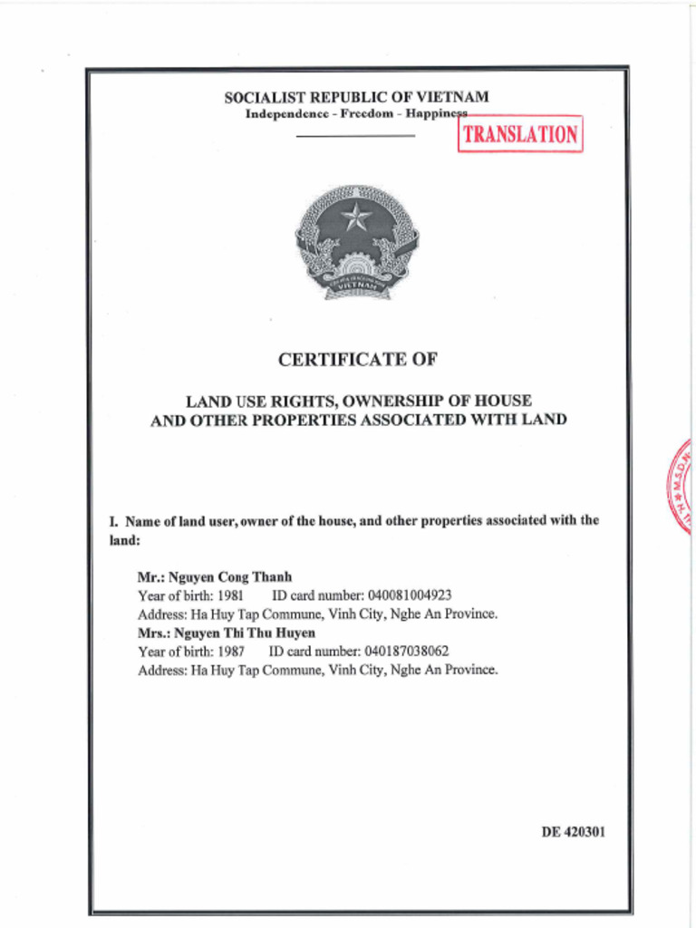 Land Certificate 276 m2 | PDF