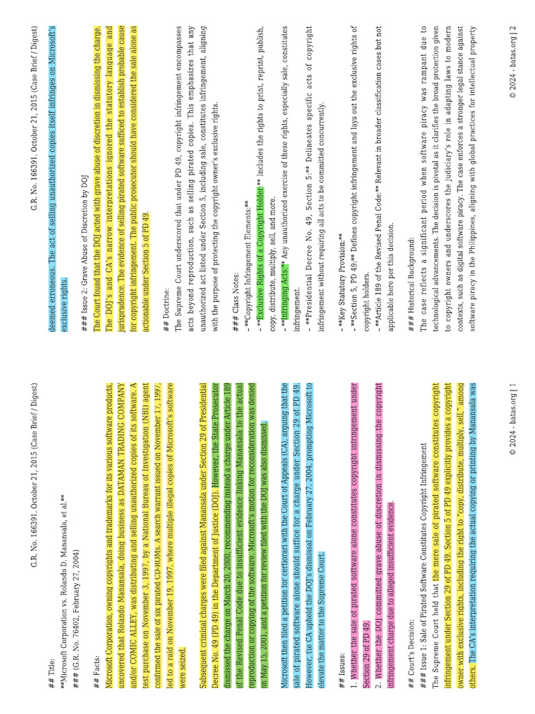 Microsoft Corporation vs. Rolando D. Manansala Et Al. | PDF