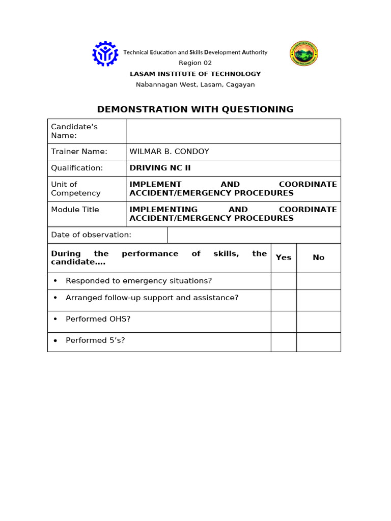 Implement and Coordinate Accident | PDF | First Aid | Emergency