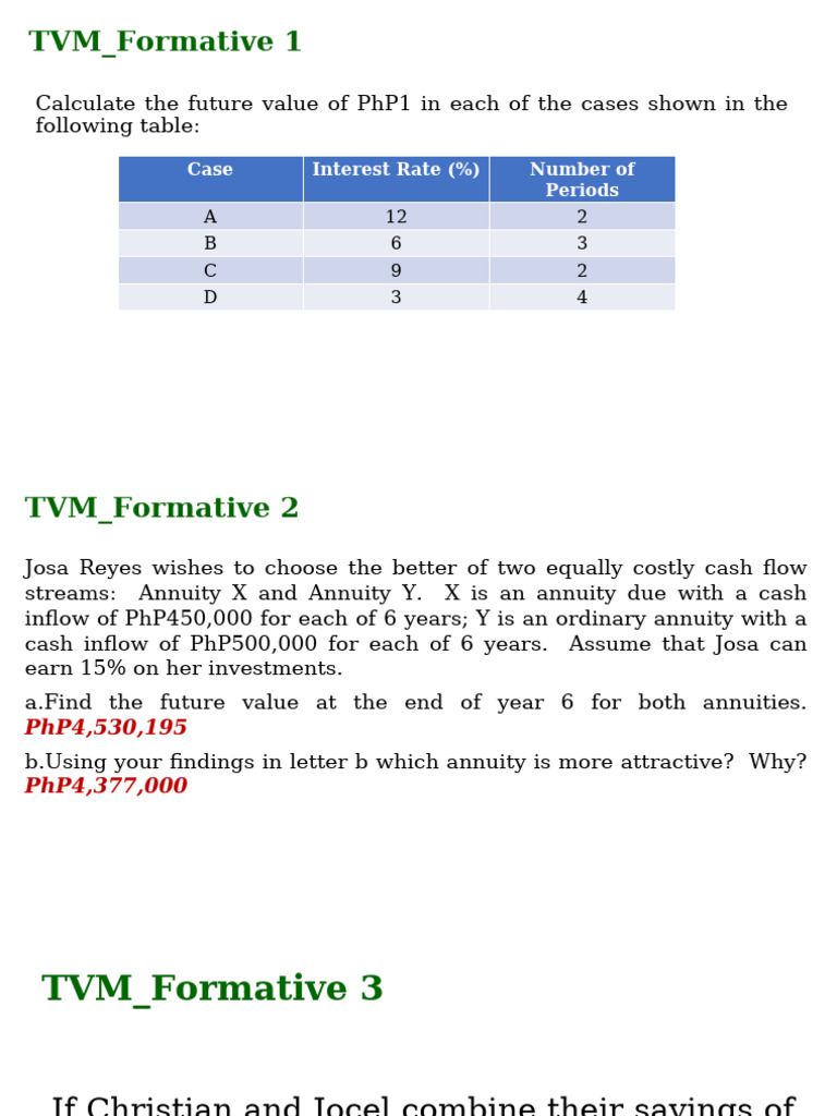 Formative Time Value of Money | PDF | Interest | Investing