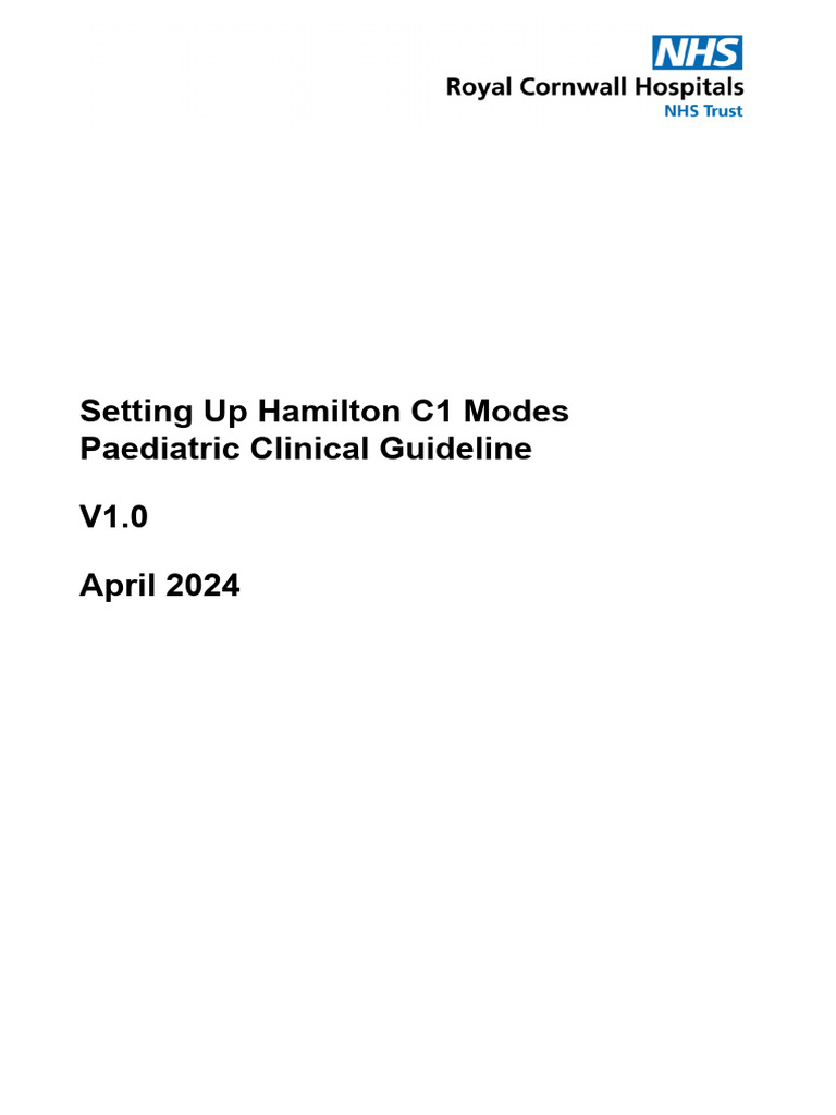 Settingup Hamilton C1 Modes Paediatric Clinical Guideline | PDF | Apnea ...