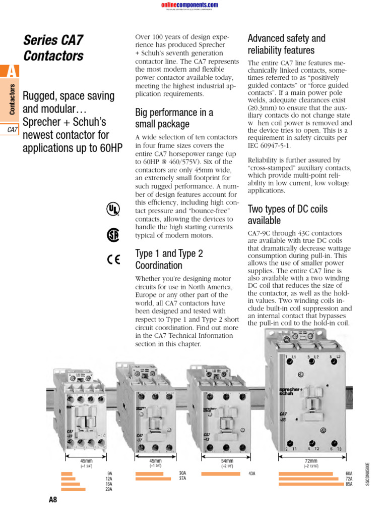 Sprecher - + - Schuh CA7 S9 Datasheet | PDF | Mains Electricity | Inductor