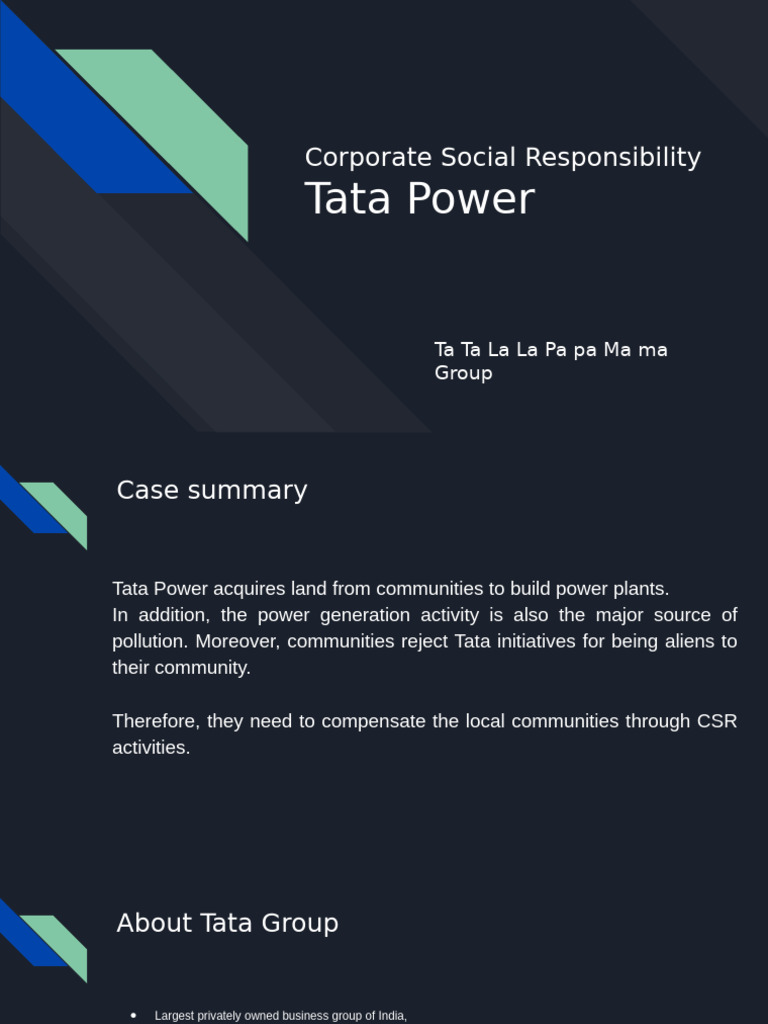 Corporate Social Responsibility Tata Power | PDF | Corporate Social ...