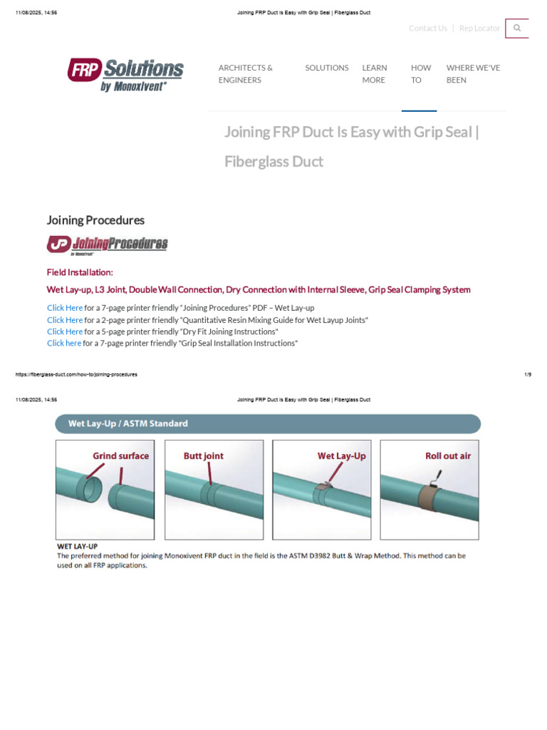 Joining FRP Duct Is Easy With Grip Seal - Fiberglass Duct | PDF ...