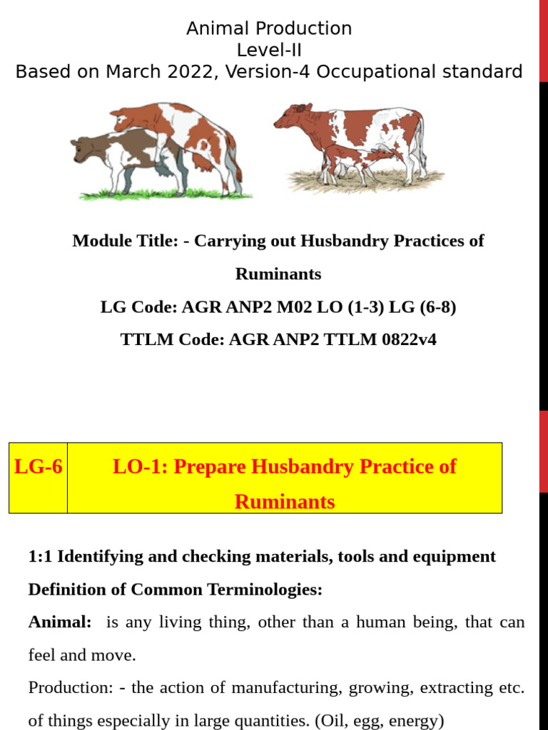 Animal Production Level-II Based On March 2022, Version-4 Occupational ...