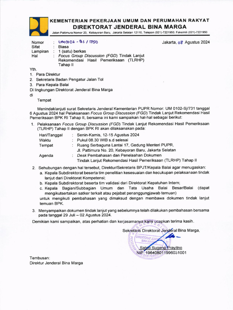 Undangan FGD TLRHP Tahap II | PDF