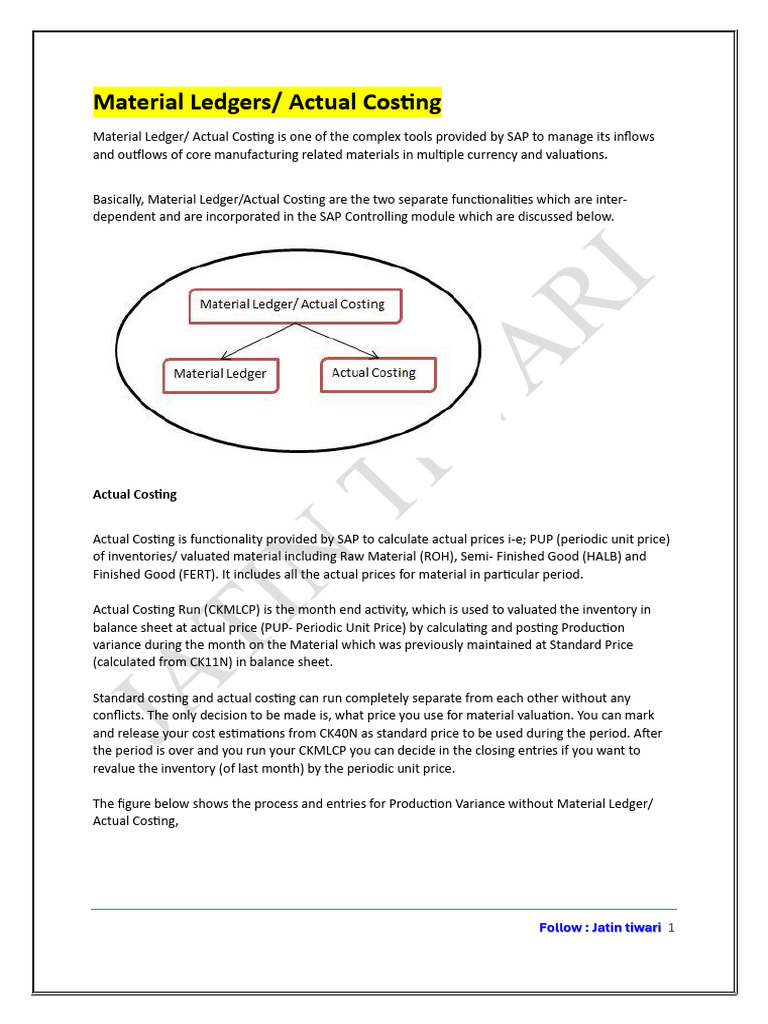 Material Ledgers - Actual Costing | PDF | Valuation (Finance) | Prices
