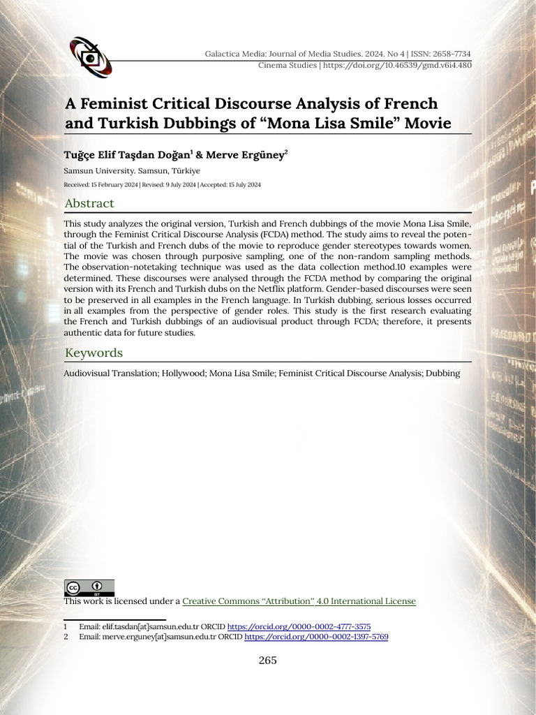 A Feminist Critical Discourse Analysis of French and Turkish Dubbings ...