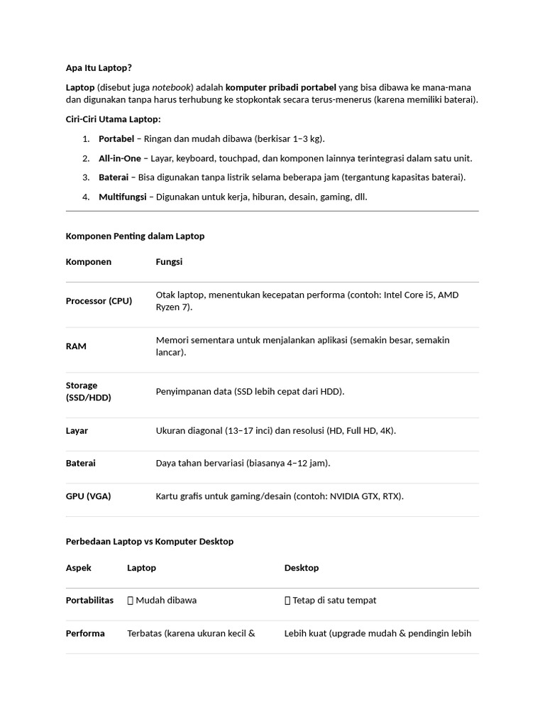 Apa Itu Laptop | PDF